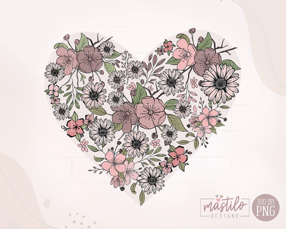 Boho Floral Heart Png Floral Heart Png Boho Shirt Designs - Etsy