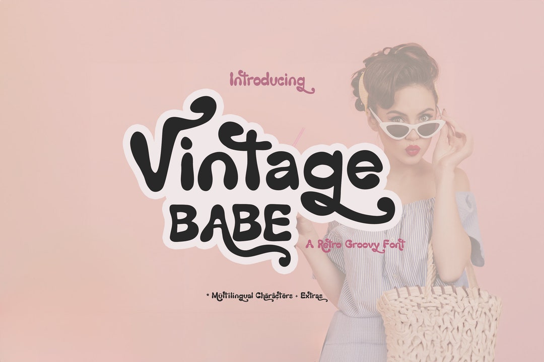 Hand Drawn Groovy Retro Font Vintage Babe, Modern Retro Font, Hippie ...