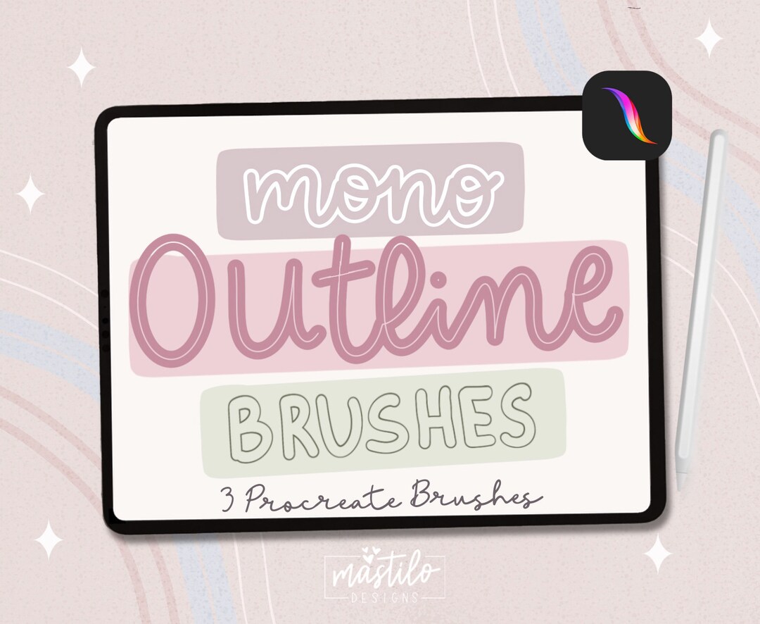 Monoline Outline Brush for Procreate on Ipad, 3 Procreate Brushes ...