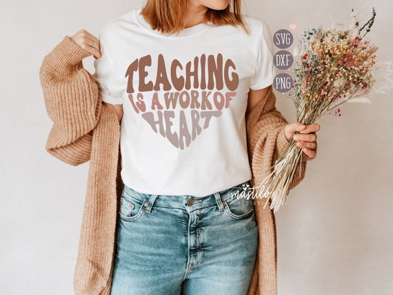 Teacher SVG Teaching is a Work of Heart SVG Retro Svg - Etsy