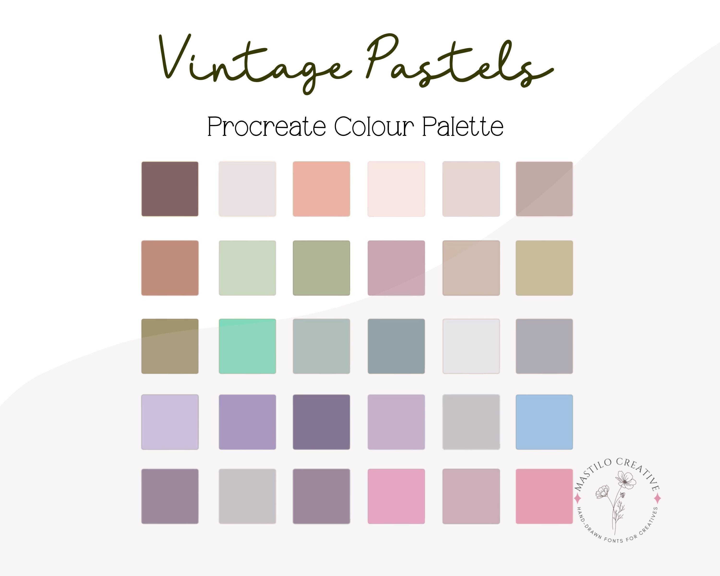 Procreate Color Palette - Vintage Pastels, Color Palette, Digital Color ...