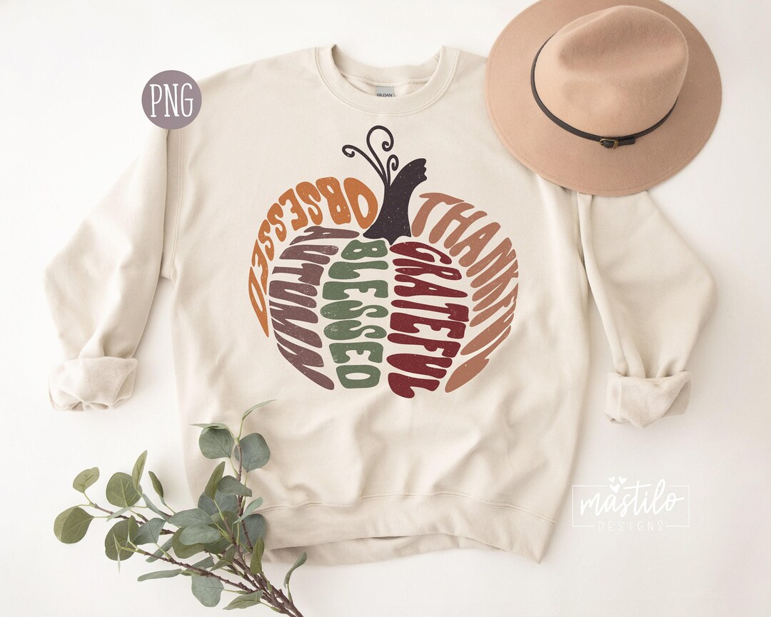 Thankful Grateful Blessed Groovy Png, Retro Fall Sublimation Designs ...