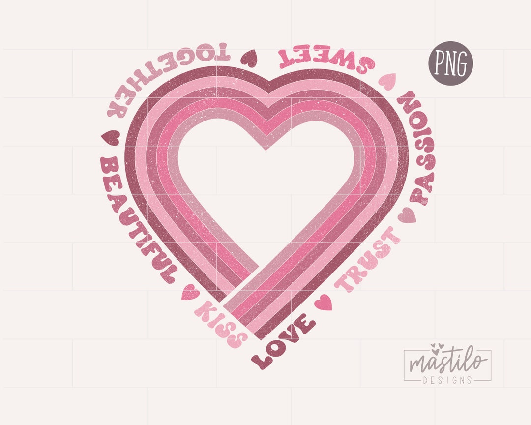 Retro Heart Sublimation Png Valentines Sublimation Designs - Etsy