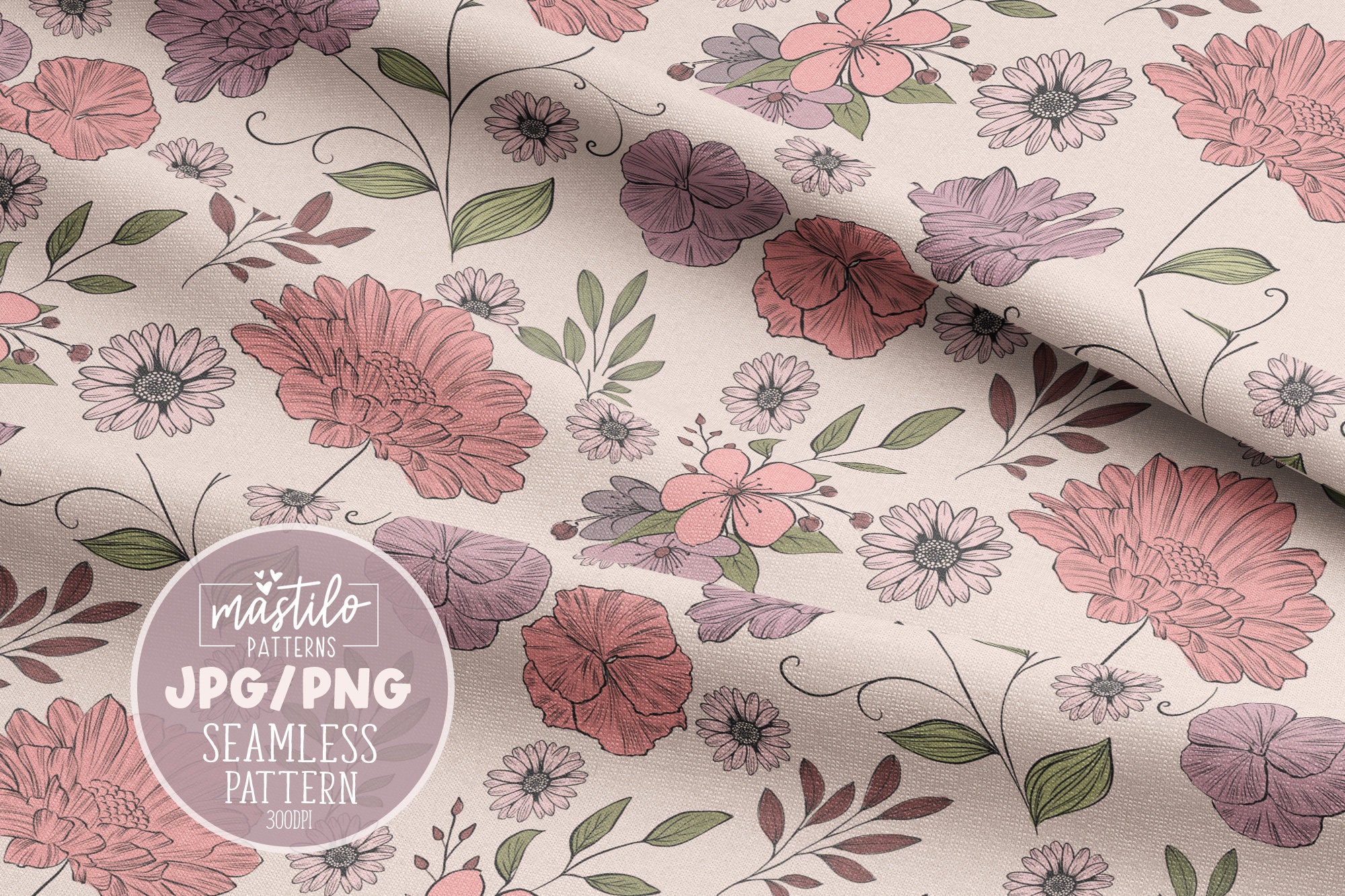 Boho Flowers Seamless Pattern Design Fabric Pattern Design - Etsy