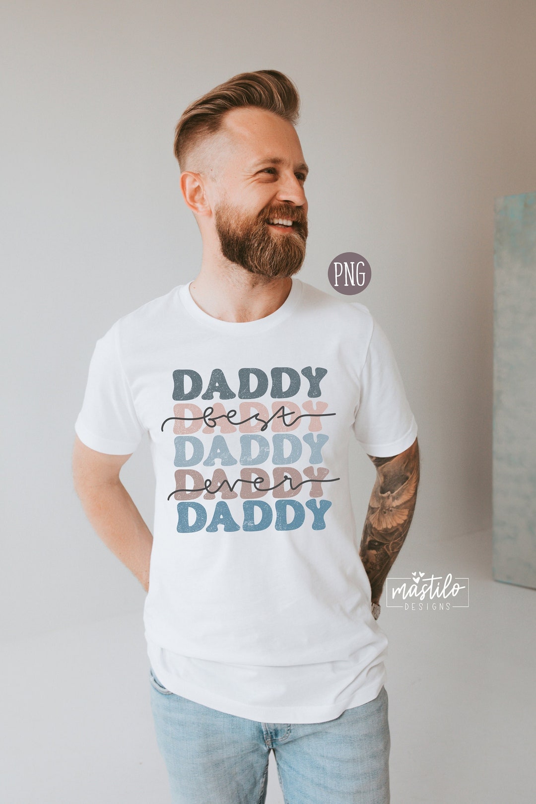 Daddy Retro Png, Daddy Distressed Stacked Png, Sublimation Designs ...