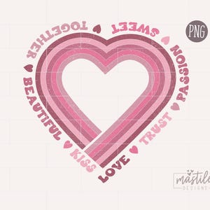 Retro Heart Sublimation Png, Valentines Sublimation Designs, Retro ...