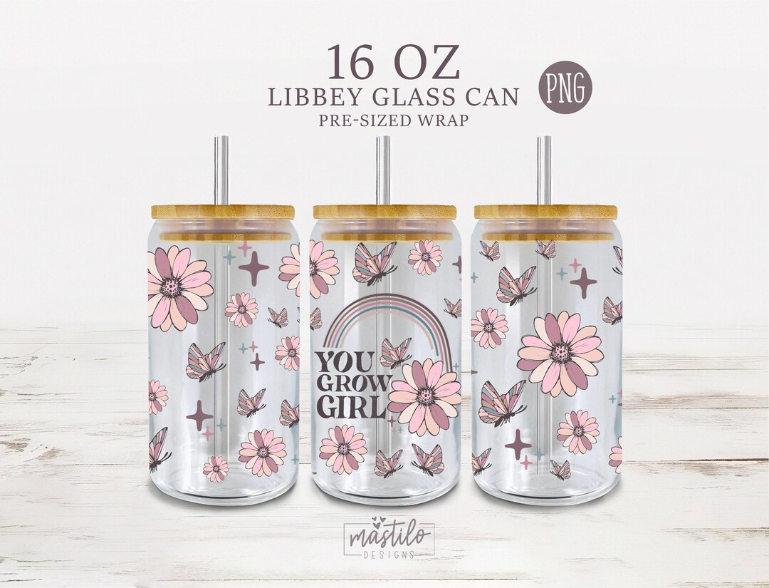 Boho Glass Can Wrap Png, You Grow Girl Trendy Glass Can Cup Wrap Png ...