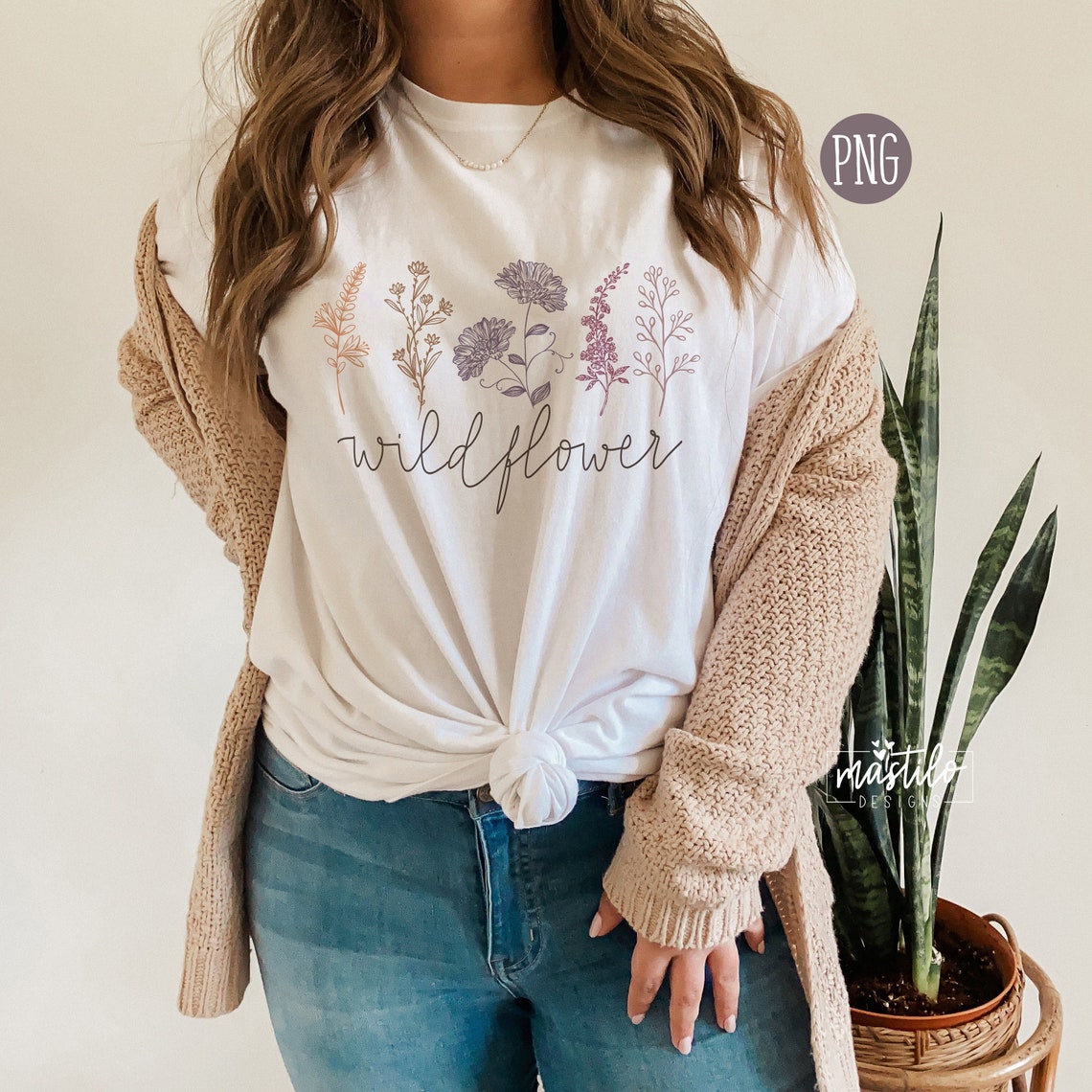 Wildflower Sublimation Design Wildflower Line Drawing - Etsy