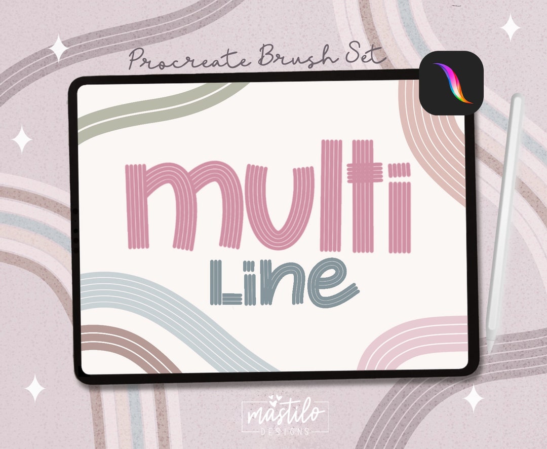 Multiline Procreate Brushes, Procreate Rainbow Brushes, Multi Line ...