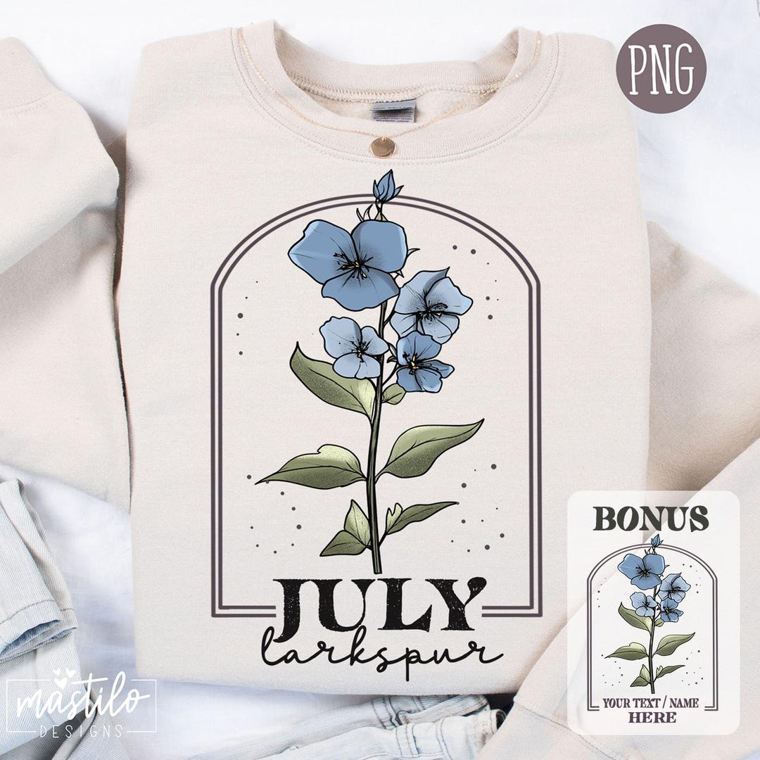 July Birth Flower PNG, Larkspur Birth Month Flower, July Birthday ...