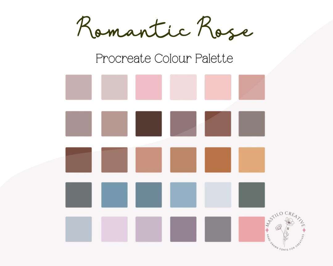 Procreate Color Palette - Romantic Rose, Color Palette, Digital Color ...