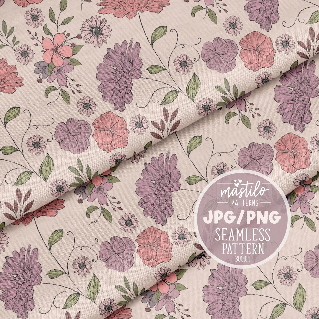 Boho Flowers Seamless Pattern Design Fabric Pattern Design - Etsy