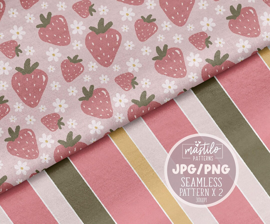 Strawberry Seamless Pattern, Retro Seamless Pattern, Summer Fabric ...