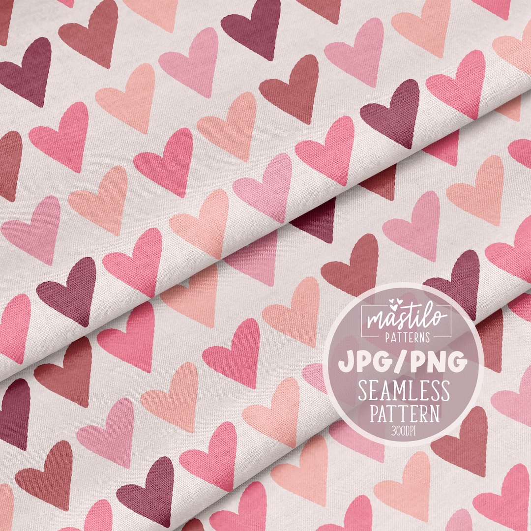 Simple Hearts Seamless Pattern, Groovy Valentine Hearts Repeat Pattern ...