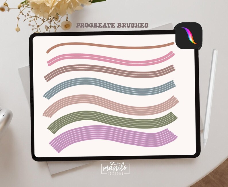 Multiline Procreate Brushes, Procreate Rainbow Brushes, Multi Line ...
