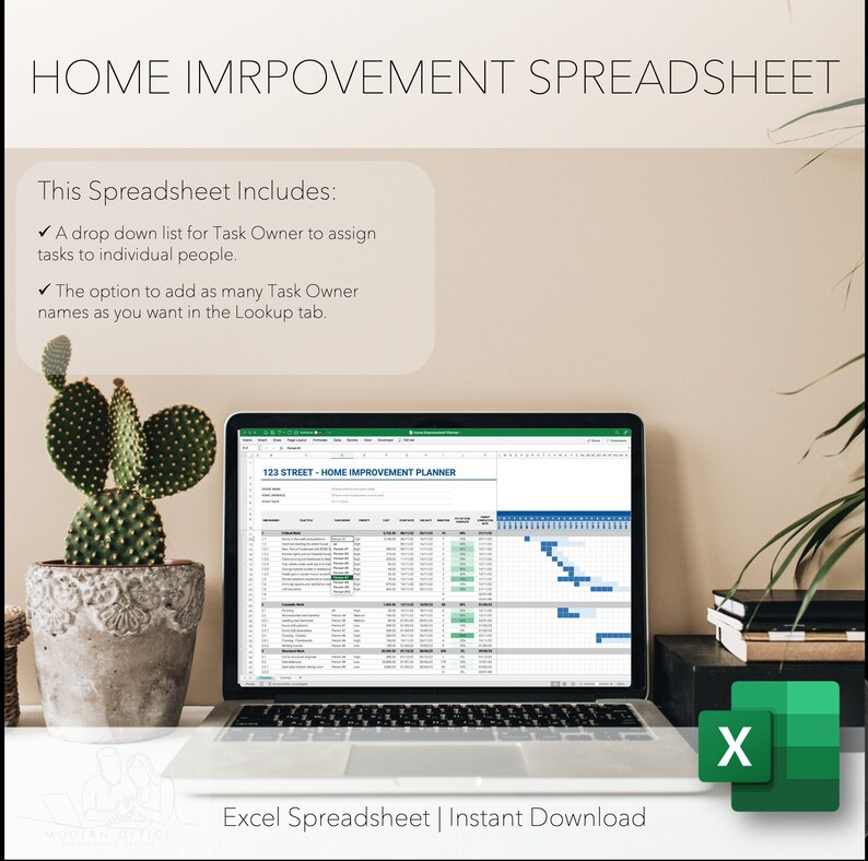 HOME IMPROVEMENT SPREADSHEET House Planning Manager Excel - Etsy