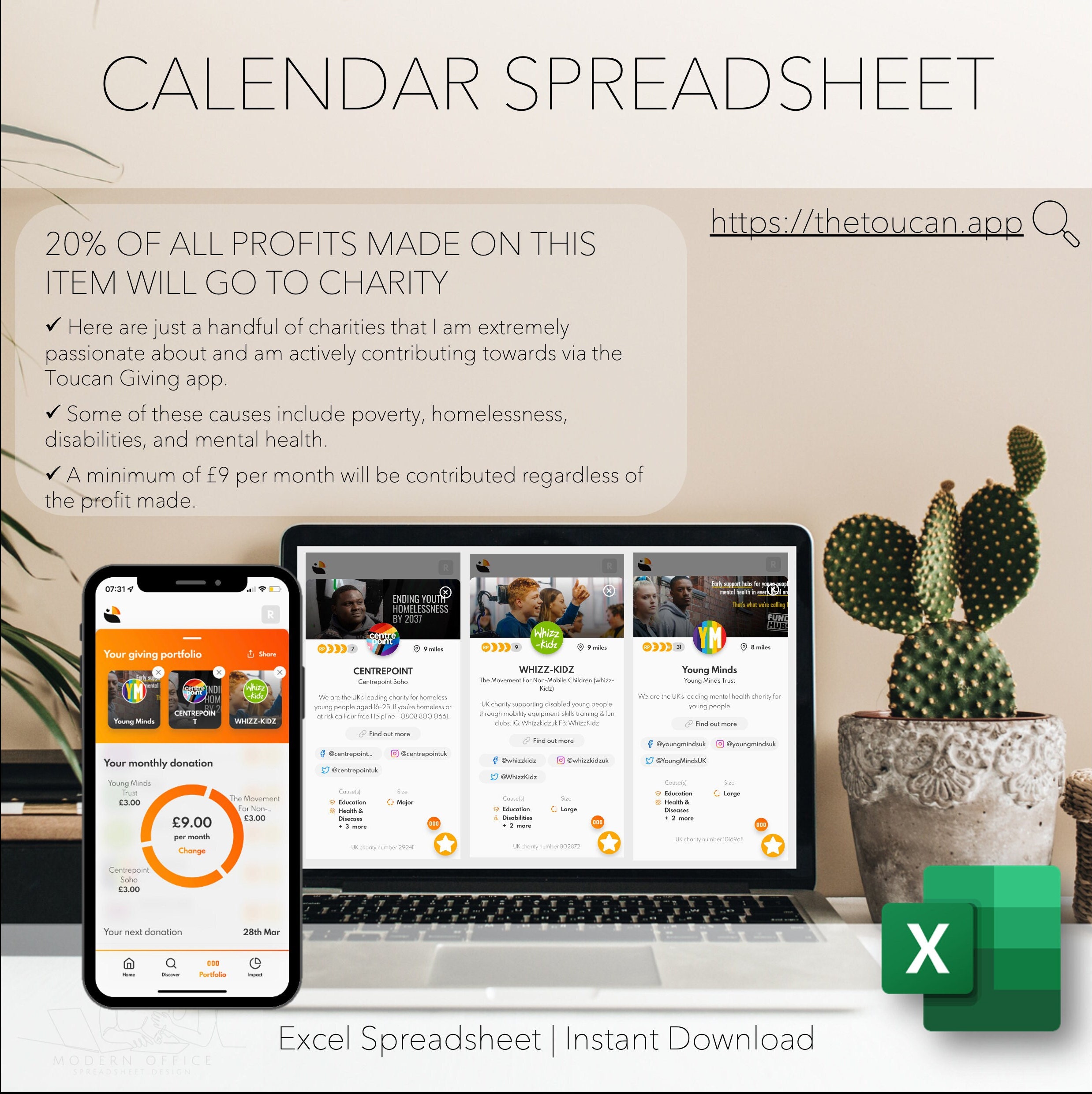 CALENDAR SPREADSHEET | Calendar Planner Excel Template for Microsoft ...