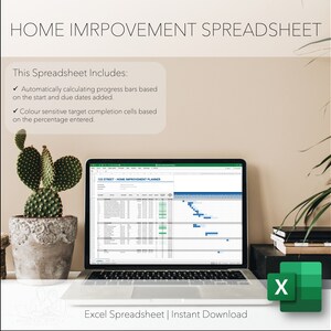 HOME IMPROVEMENT SPREADSHEET | House Planning Manager Excel Template ...