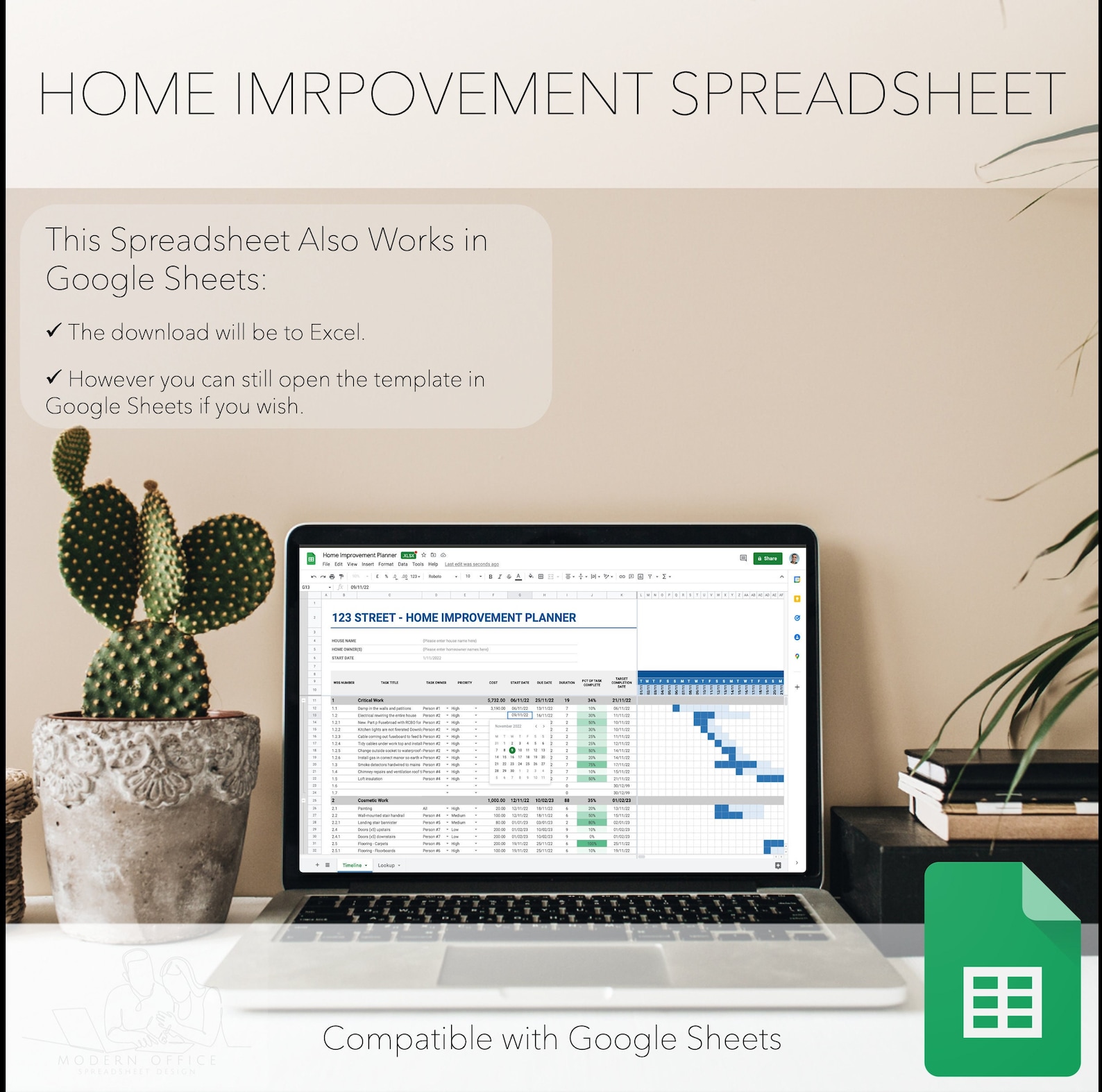 HOME IMPROVEMENT SPREADSHEET House Planning Manager Excel - Etsy