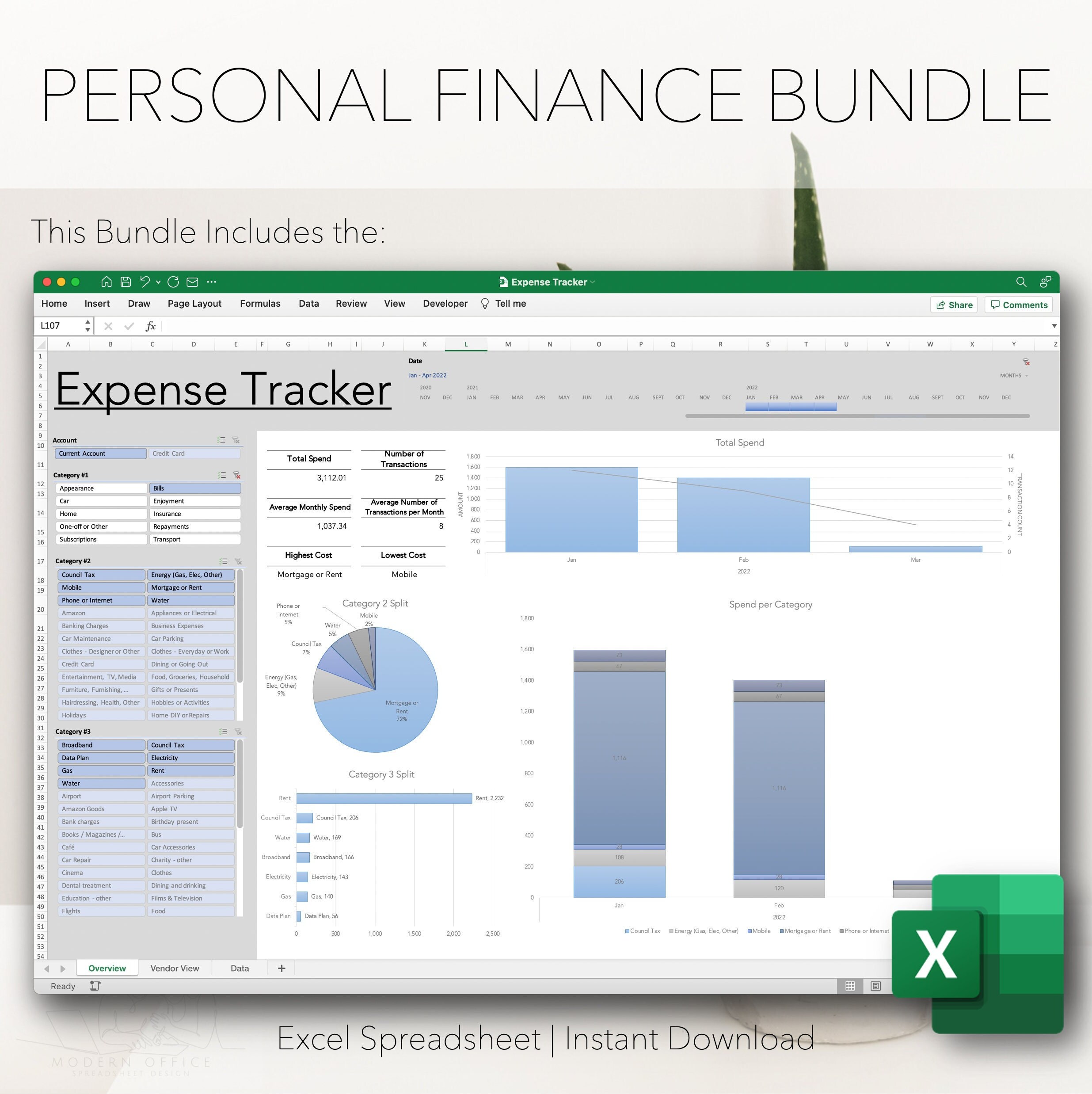 PERSONAL FINANCE BUNDLE Excel Template, Excel Budget, Retirement ...