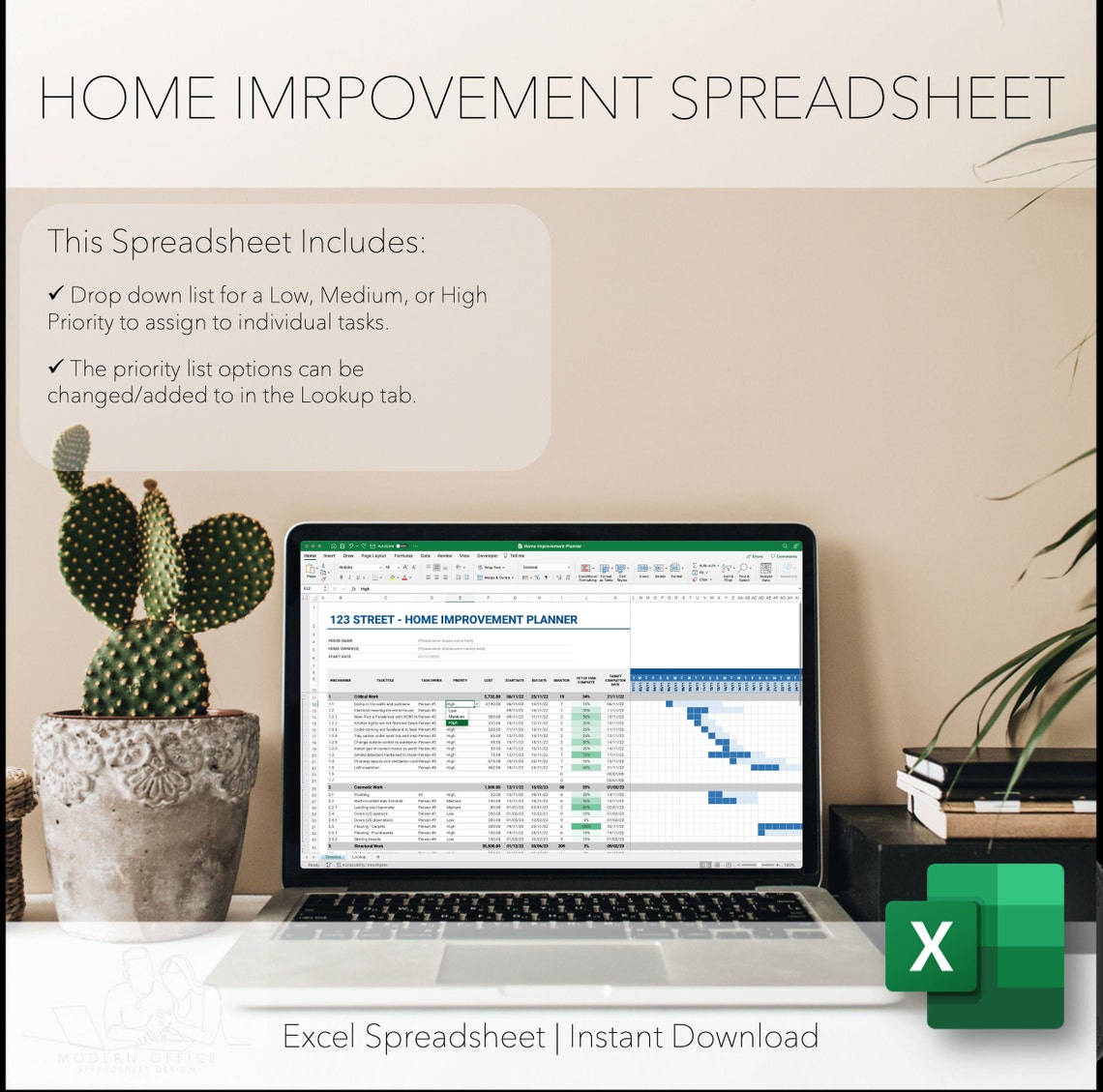 HOME IMPROVEMENT SPREADSHEET House Planning Manager Excel - Etsy