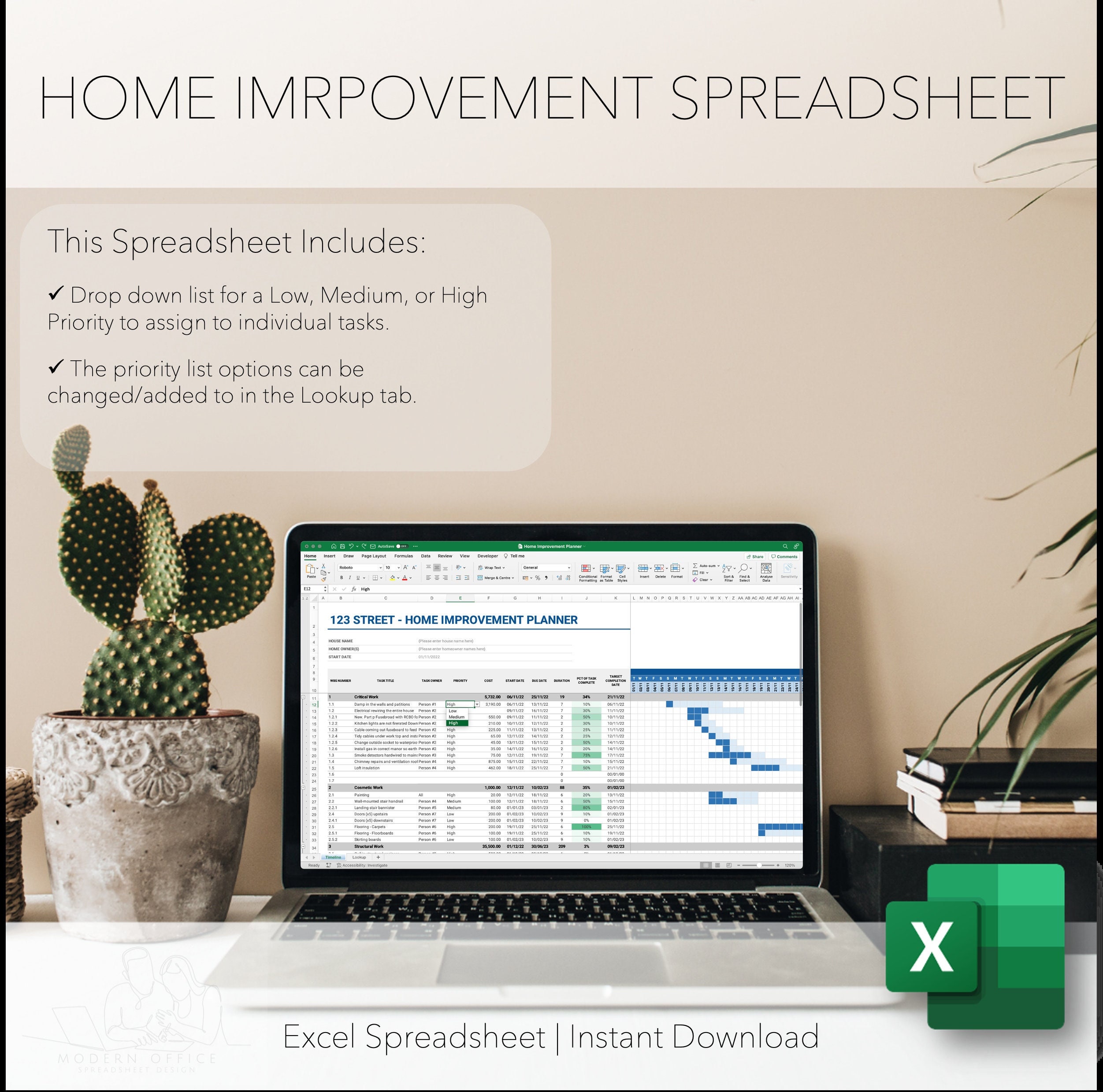 HOME IMPROVEMENT SPREADSHEET House Planning Manager Excel - Etsy