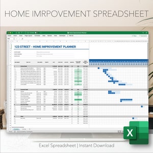 HOME IMPROVEMENT SPREADSHEET | House Planning Manager Excel Template ...