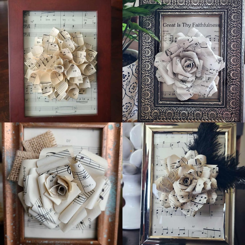 Personalized Framed Sheet Music Flower Gift - Etsy