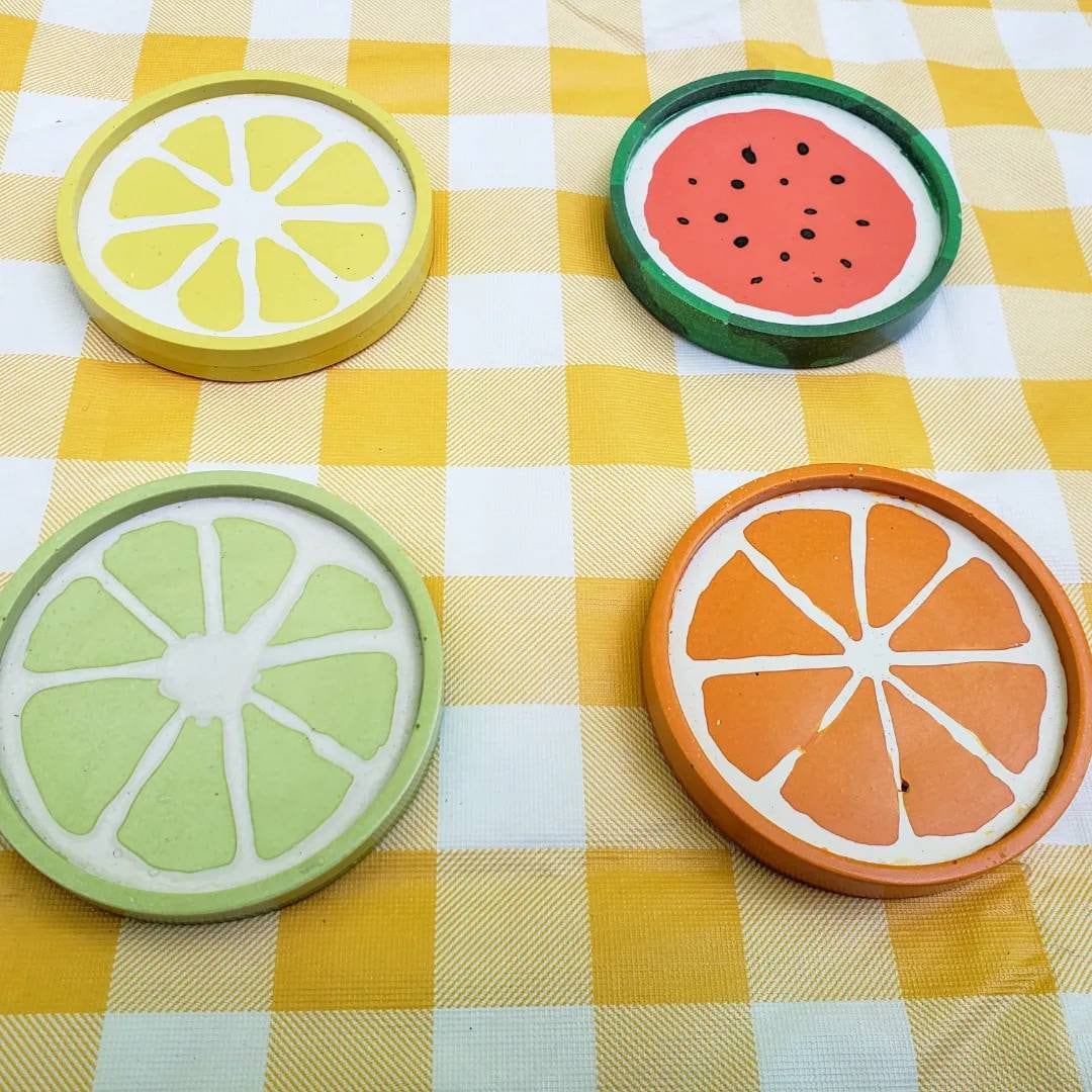 Fruit Summer Coasters Watermelon Lime Lemon Orange Coasters Dragonfruit ...