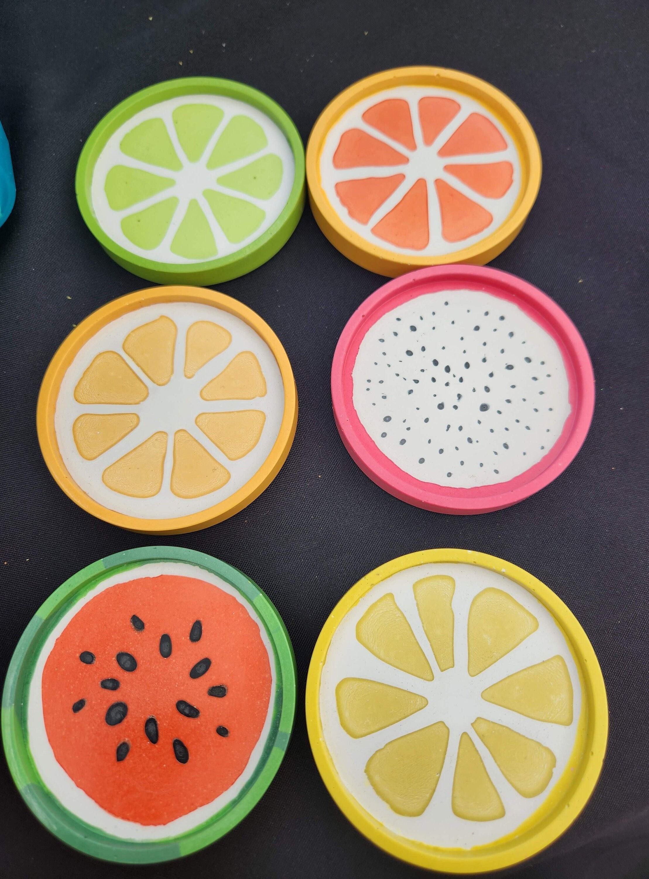 Fruit Summer Coasters Watermelon Lime Lemon Orange Coasters Dragonfruit ...