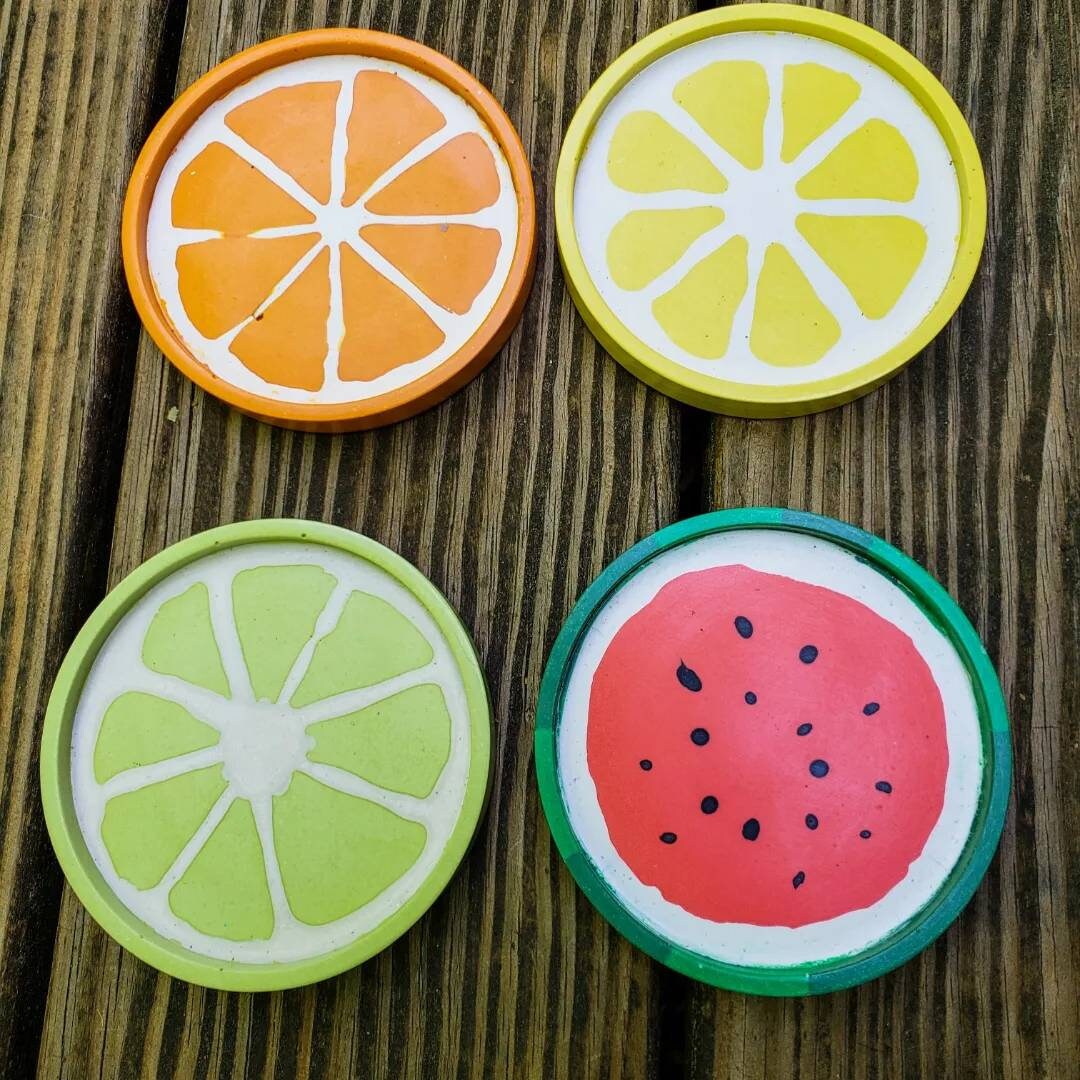 Fruit Summer Coasters Watermelon Lime Lemon Orange Coasters Dragonfruit ...