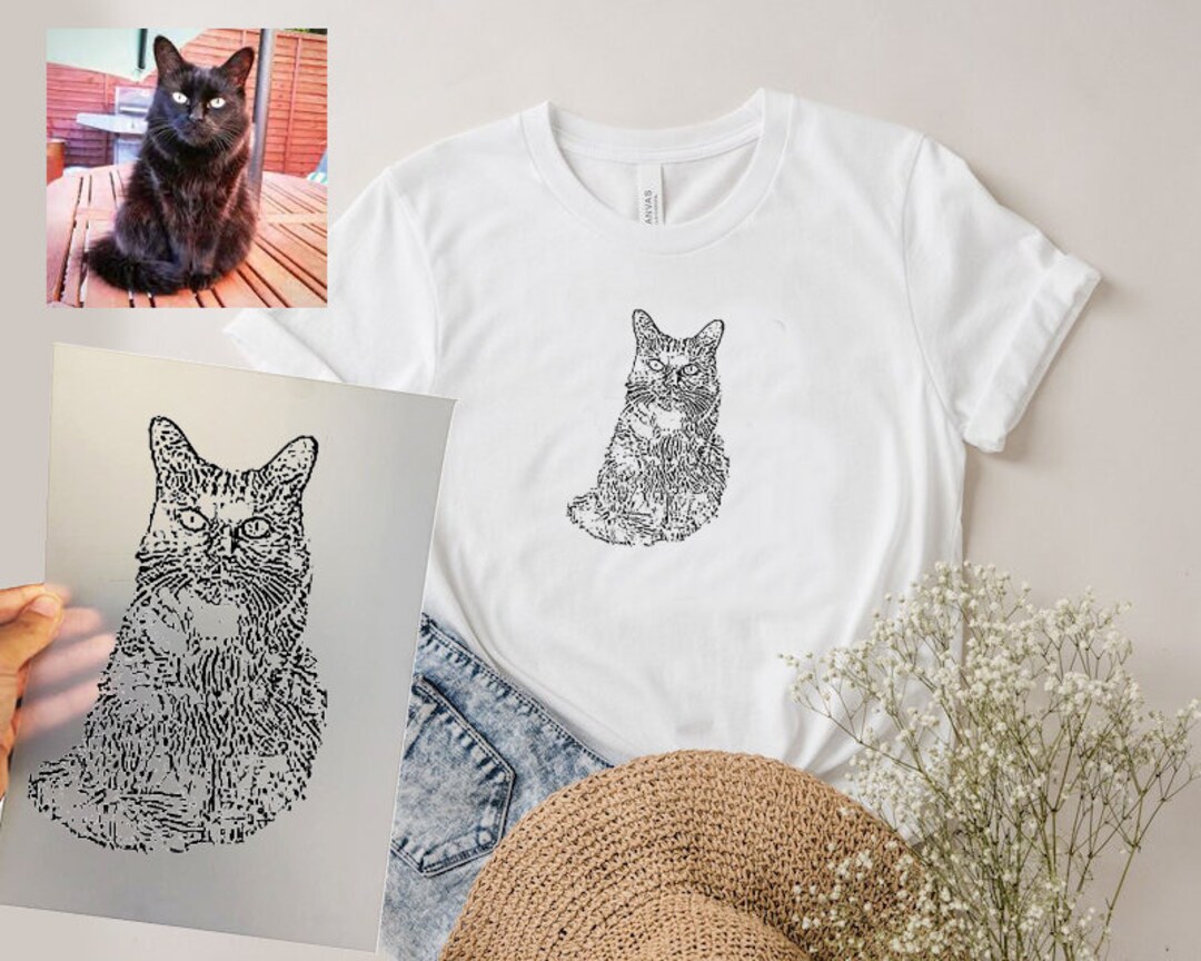 Personalized Cat Drawing DTF Transfer Heat Transfer Ready to Press ...