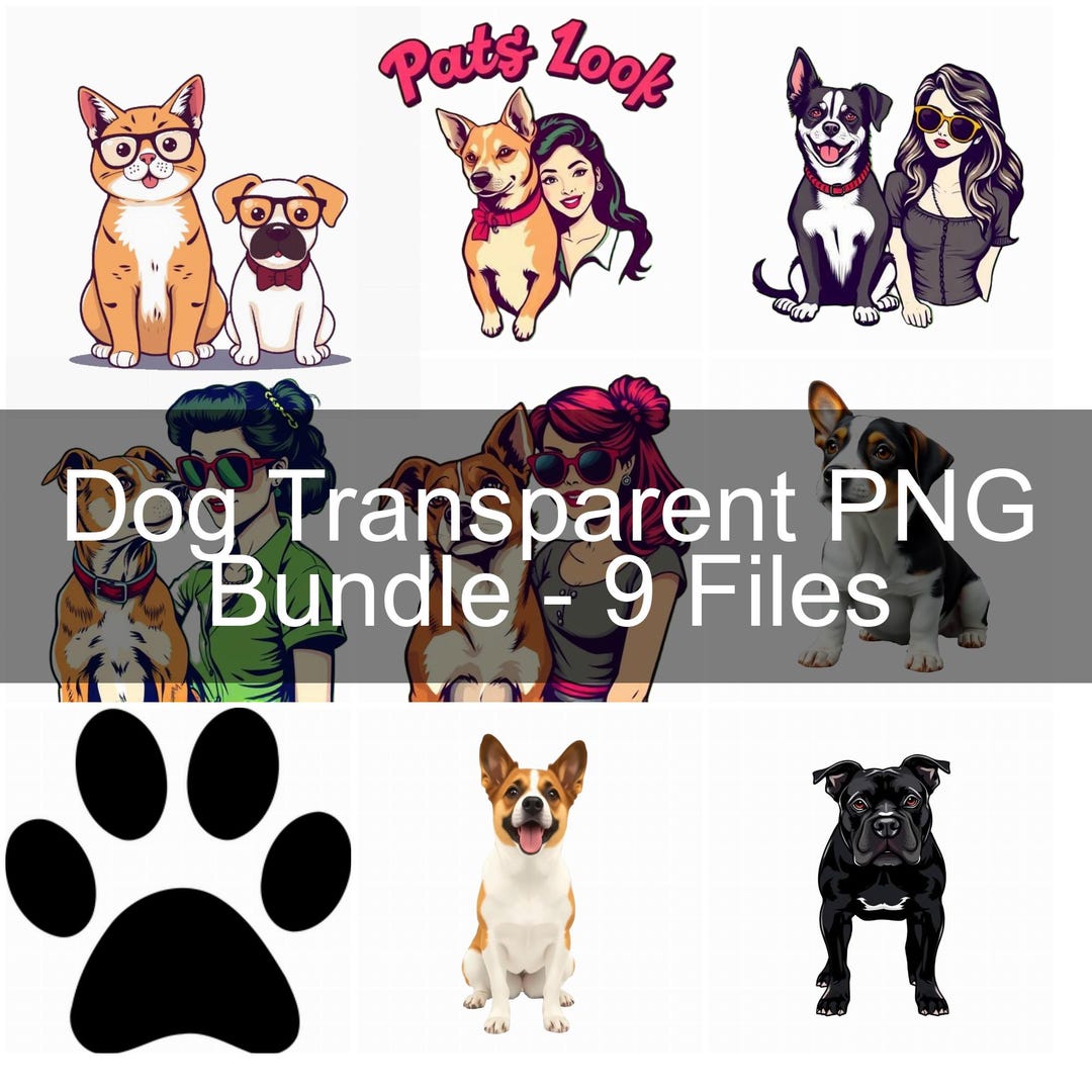 Dog Transparent PNG Bundle - 9 Files | Instant Download | Commercial ...