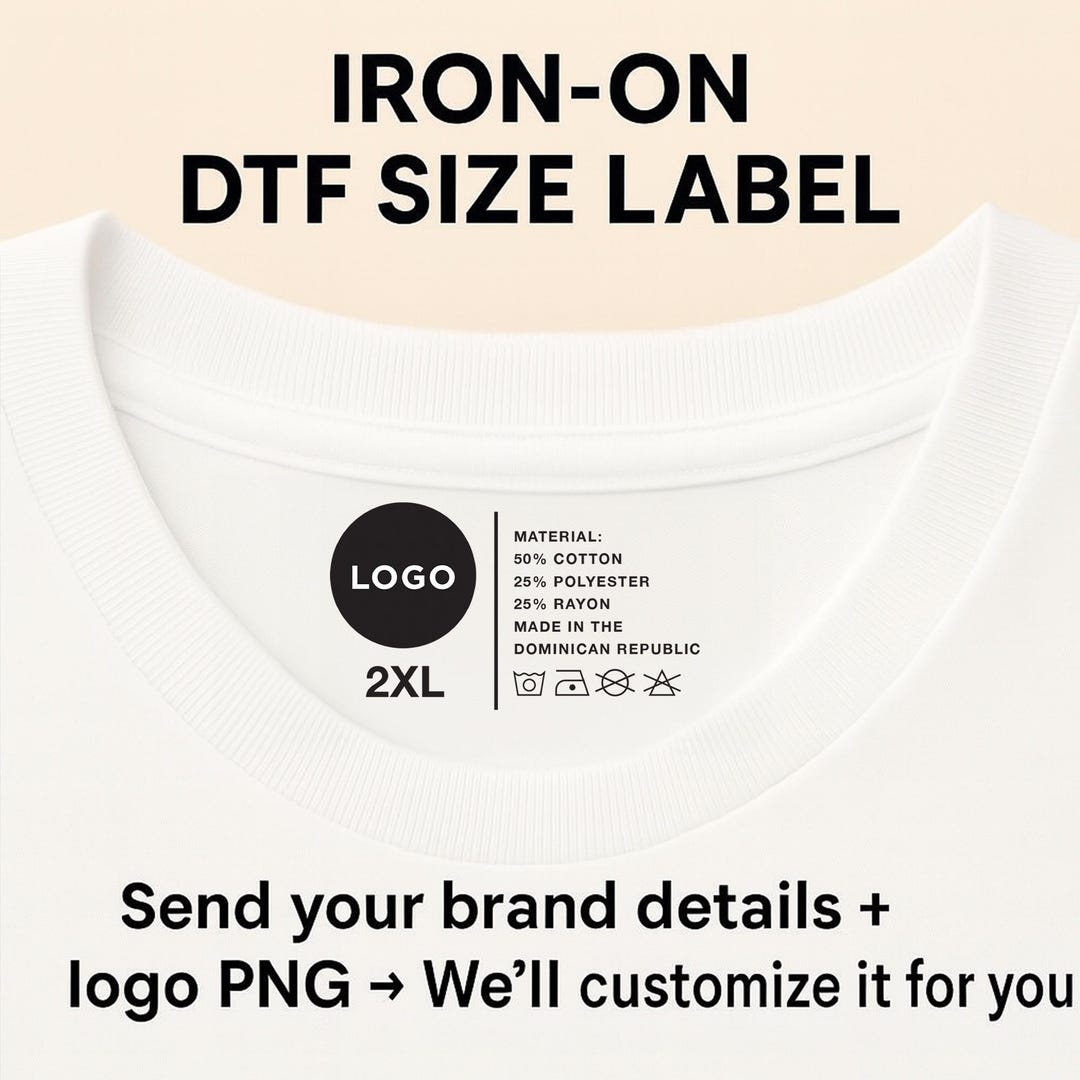 DTF Neck Label With Material Info – Custom Iron on Clothing Tag ...