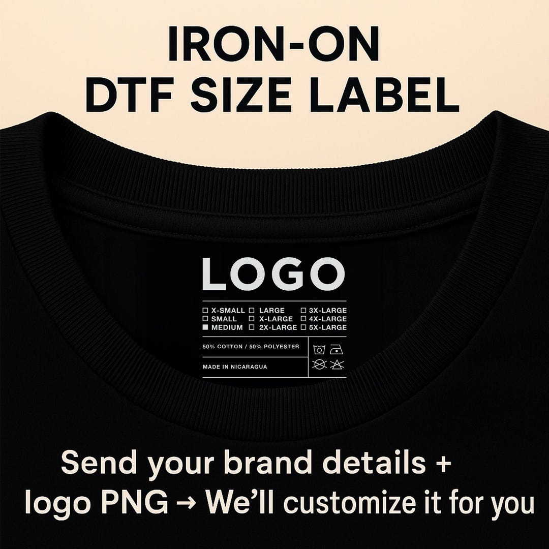 Custom DTF Neck Label: Iron-on Tagless Clothing Tag XS-5XL - Etsy