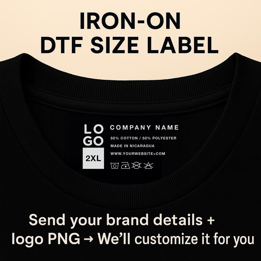 Custom Neck Label for T-shirts – DTF Heat Transfer Tagless Label – Iron ...