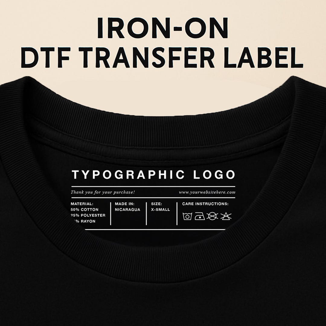 Iron-on DTF Size Label Transfer – Custom Clothing Label for XS to XXL ...