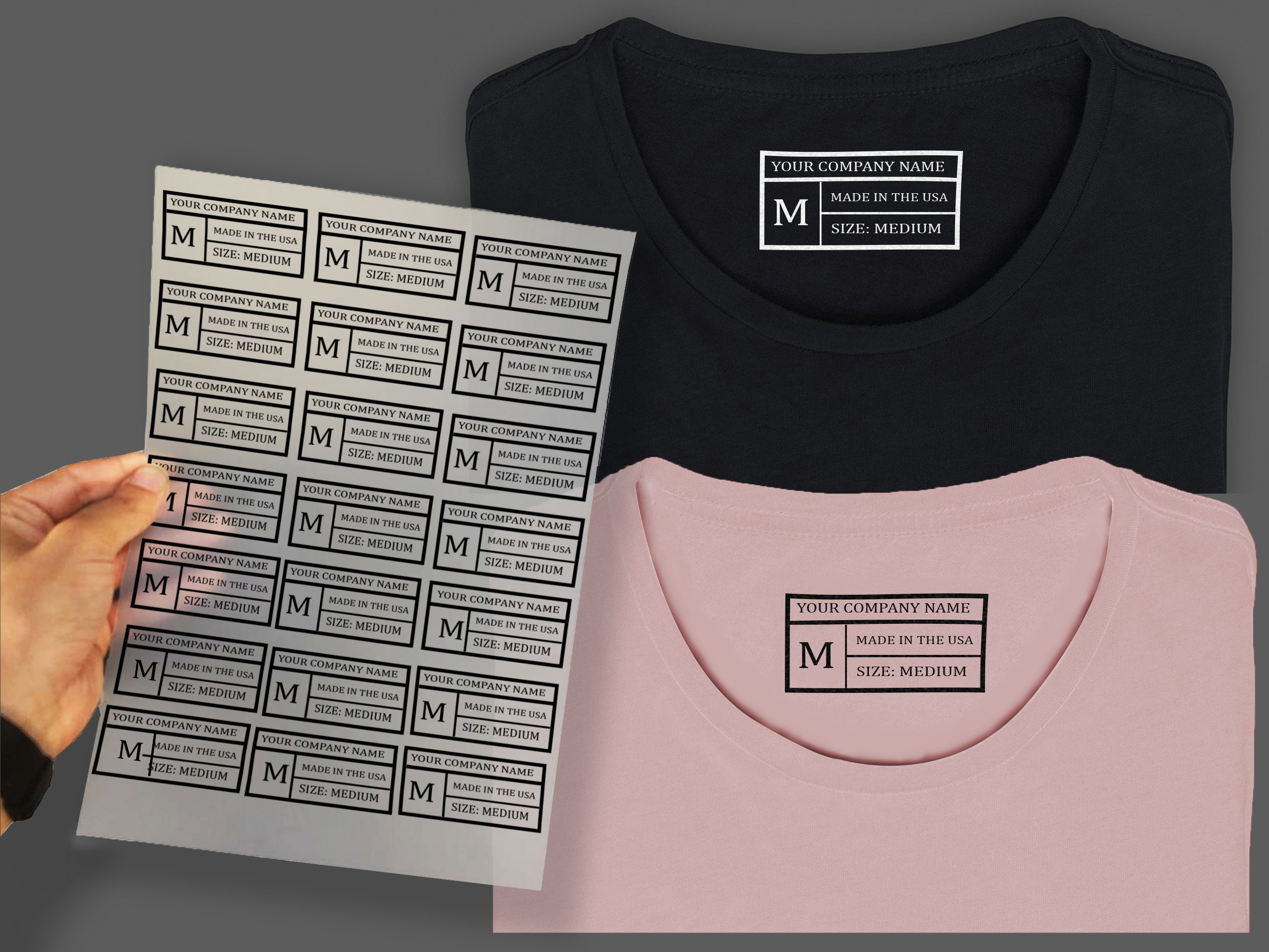 480pcs. Custom Heat Transfer Labels and Iron-on Tags for T-shirts and ...