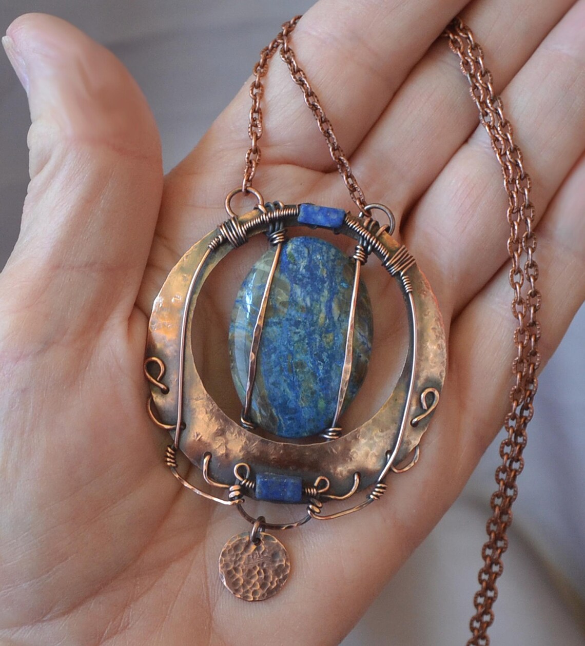 Stone Wind "a Round Tuit" Brutalist Wire Wrap Hammered Copper Circle ...
