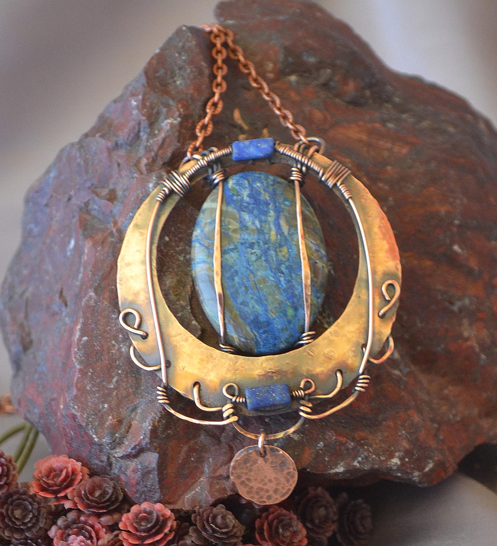 Stone Wind "a Round Tuit" Brutalist Wire Wrap Hammered Copper Circle ...
