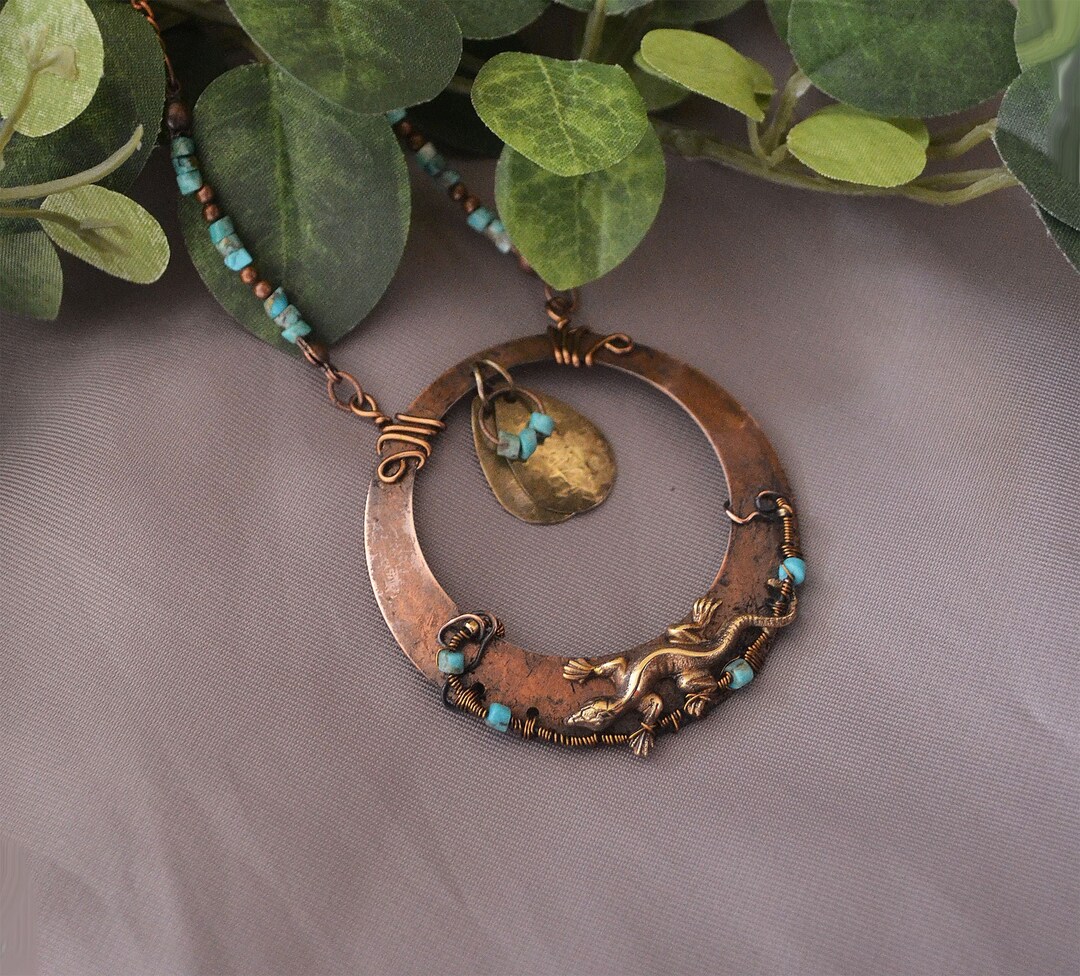 Stone Wind dragons in the Mist Boho Copper Circlet Amulet With Brass ...
