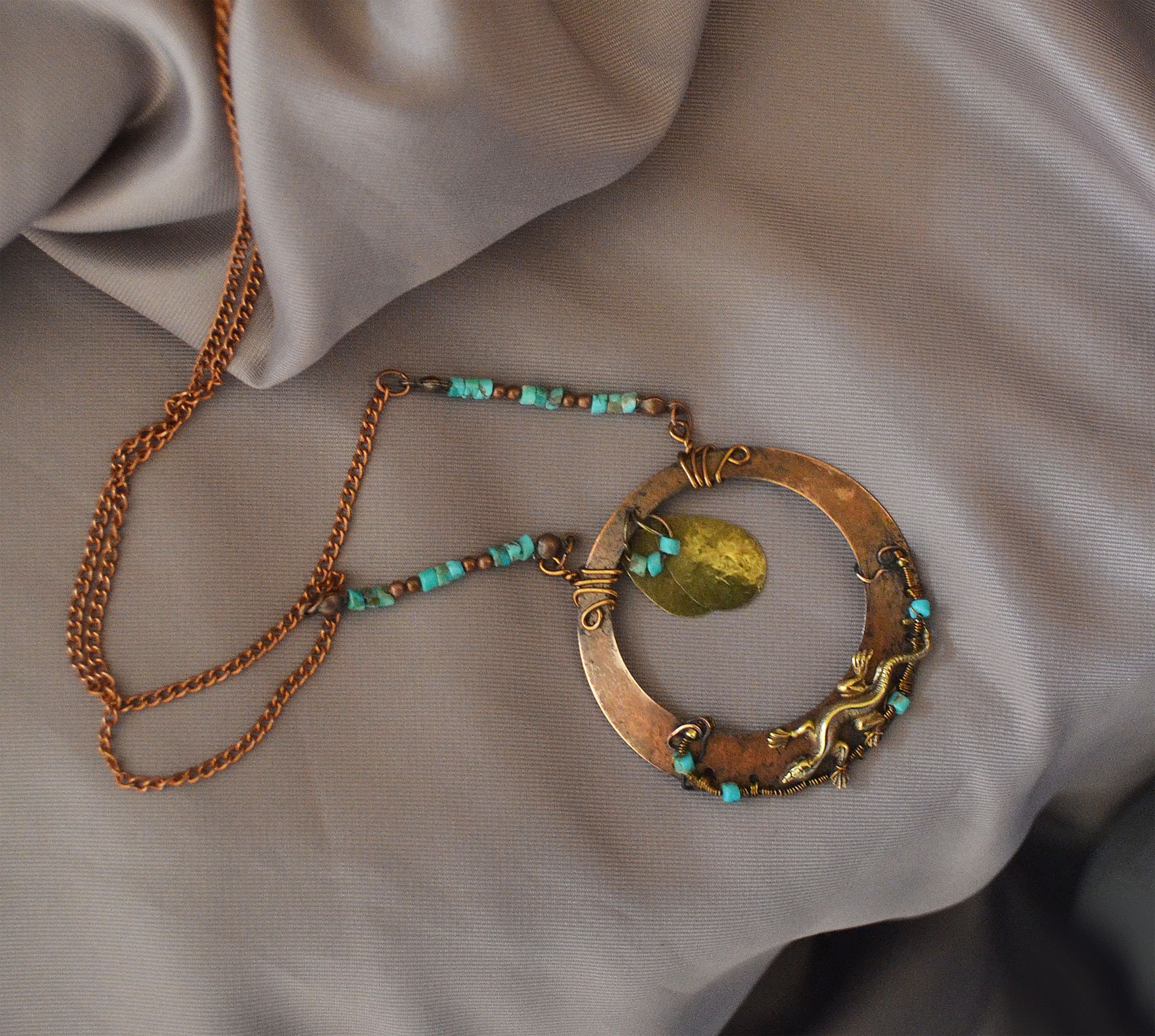 Stone Wind dragons in the Mist Boho Copper Circlet Amulet With Brass ...