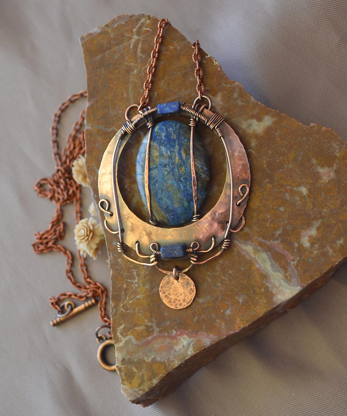 Stone Wind "a Round Tuit" Brutalist Wire Wrap Hammered Copper Circle ...