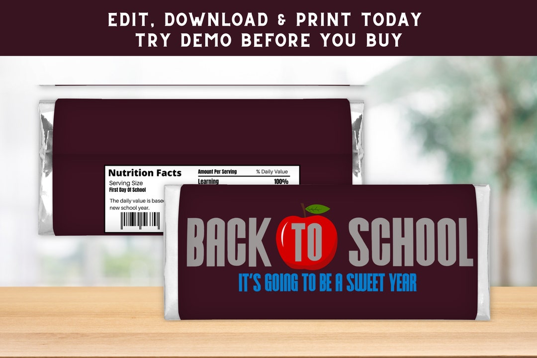 Back to School Chocolate Bar Wrapper: First Day Gift (PDF) - Etsy