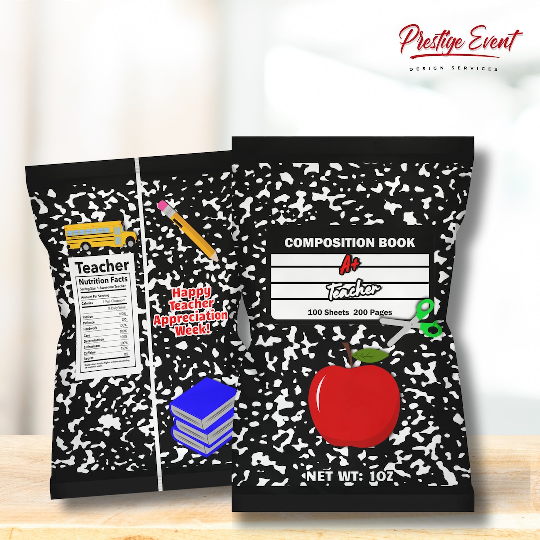 Teacher Appreciation Chip Bag Wrapper: Printable Treat Bag (PDF & PNG ...