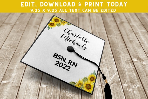 Sunflower Grad Cap Topper - Flower Cap Topper - Custom Grad Cap ...