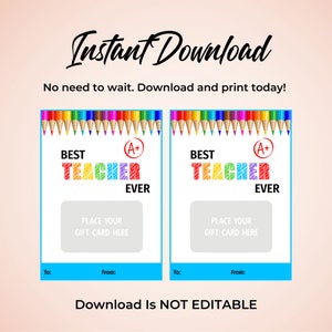 Best Teacher Ever Gift Card Holder, Teacher Appreciation Gift, Gift for ...