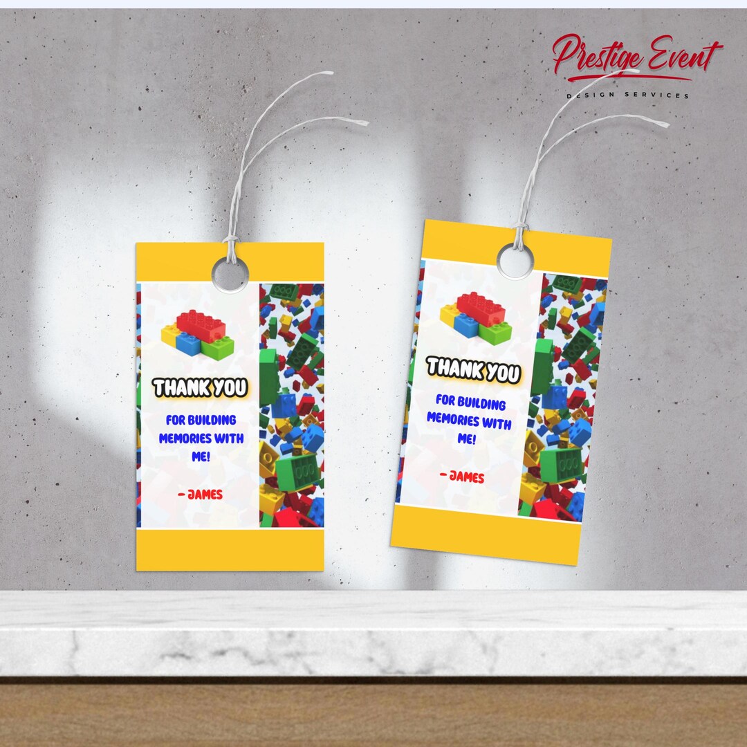 Building Block Favor Tags: Brick Party Thank You Notes (printable) - Etsy