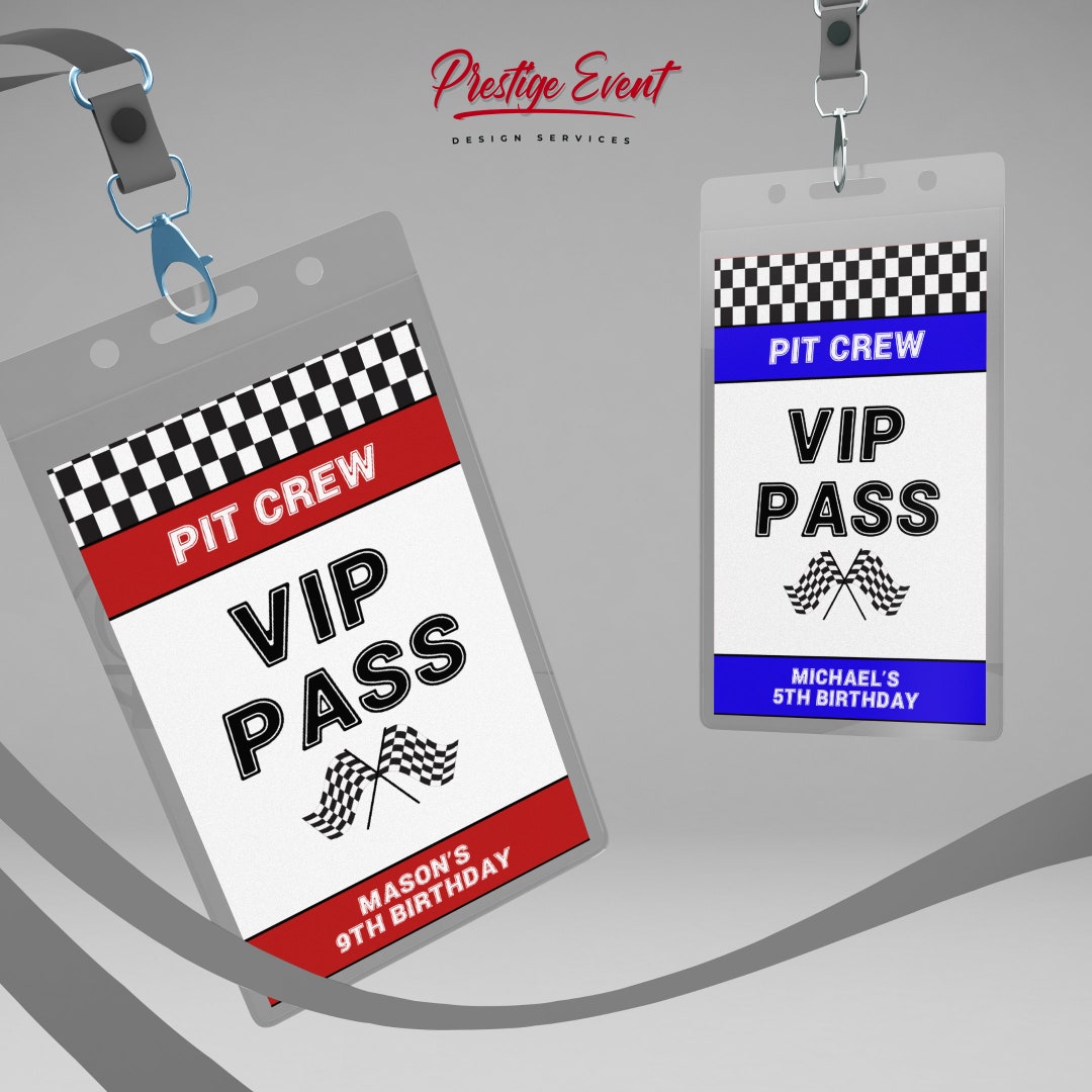 Racing Pit Crew Passes - Race Car Party VIP Pass - Race Car Party ...
