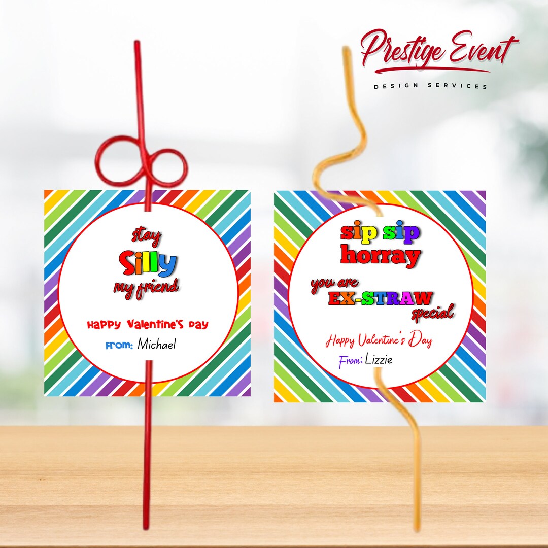 Crazy Straw Valentine Tag, Classroom Valentines, Non-candy Valentine ...